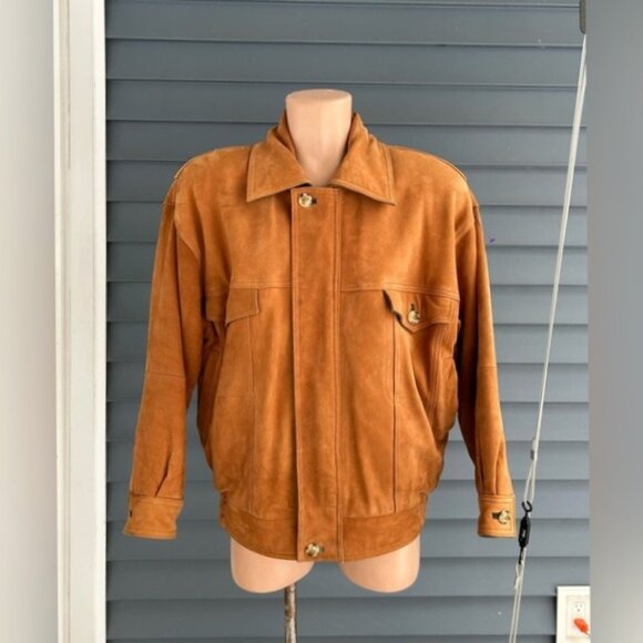 Jackets & Coats | Vintage Mens Rust Brown Faux Suede Flight Aviator ...
